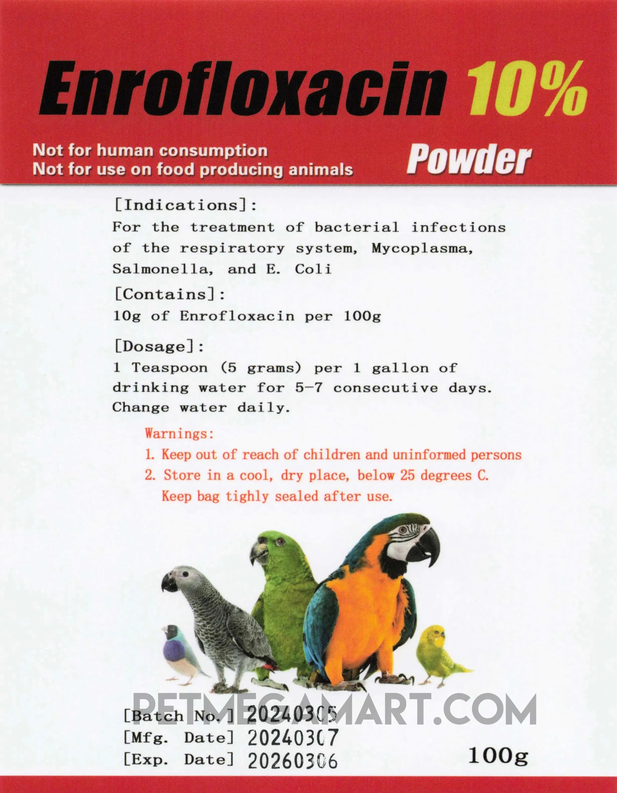 Enrofloxacin 10% Powder for Birds | Antibiotic – Pet Megamart